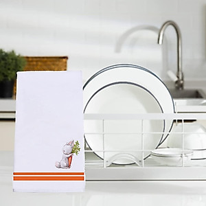 Easter Kitchen Towels,Easter Hand Towels,16 x 24 Inch Easter Dish Towels,Easter Decor Ultra Absorbent Drying Cloth Tea Towels for Kitchen,Seasonal Spring Bunny Eggs Carrot Easter Bathroom Decor