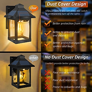 Solar Lanterns Outdoor Waterproof with 3 Modes, Solar Porch Lights Dusk to Dawn Outdoor Lighting, Motion Sensor Outdoor Wall Lights, Exterior Lighting Fixtures for Yard, Fence, Patio, Barn, Garage