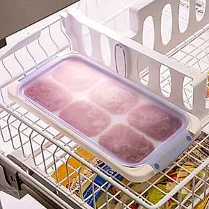 PrepWorks PKS-735 Dishwasher Safe Half Cup 6 Serving Leftover Soup & Food Storage Freezer Pod Tray with Silicone Lid, Blue & White