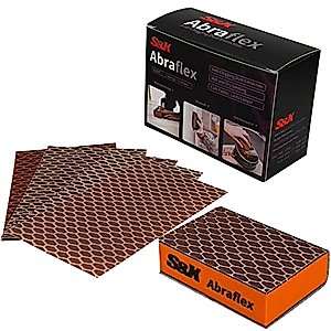 S&X Sanding Sponge Set 6-Pack of Hook and Loop Sandpaper Interchangeable 6 Assorted Grits - Wet and Dry, Anti-Clogging, Durable (6)