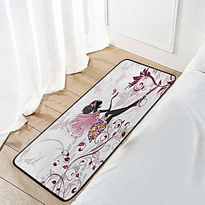 ALAZA Magic Fairy Flowers Girl Butterfly Kitchen Rugs Floor Mat,Non Slip Absorbent Comfort Standing Mat Kitchen Runner Rug for Hallway Entryway Bathroom Living Room Bedroom,39 X 20 Inches