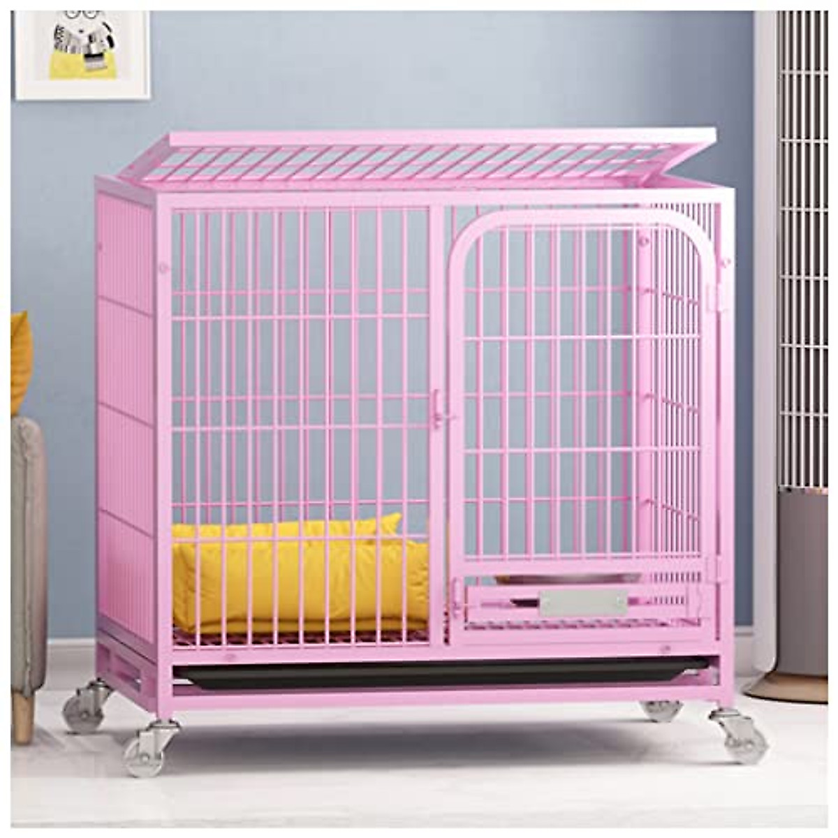 SEVEMIGHT Metal Wire Pet Cat Ferret Kitten Chinchilla Cage, Playpen Crate Enclosure Kennel Cat Home Indoor Outdoor, Cat Cage Cat Crate Kennel Enclosure Playpen, Animal House Cage,Pink