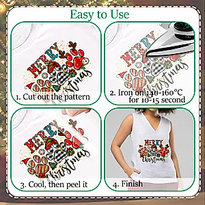EOGOW Christmas Iron on Transfers, 9PCS Iron on Decals for T Shirts Iron on Transfers Dtf Transfers Ready to Press Heat Transfer Designs Screen Print Transfers Ready to Press Iron on Shirt Decals