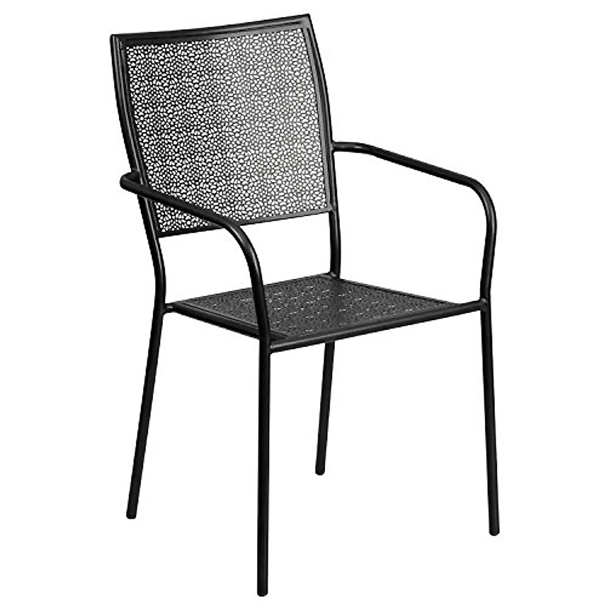 Flash Furniture Oia Commercial Grade 5 Pack Black Indoor-Outdoor Steel Patio Arm Chair with Square Back