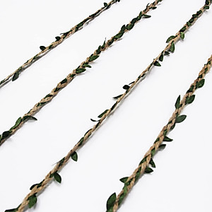 Mawinlak 66Ft Leaf Jute Twine 5mm Burlap Ribbon Artificial Vines with Burlap String Jungle Leaf Decorative Greenery for Gift Wrapping DIY Crafts Wedding Home Garden Party(Green & Yellow, 66)