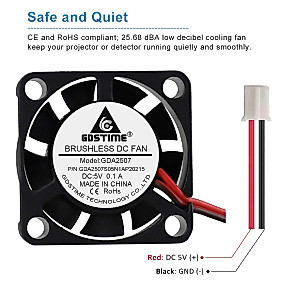 GDSTIME 2 Pack 25mm 5V Fan - Mini 25x25x7mm 2-Pin Brushless DC Cooling Fans for Aroma Diffuser Projector Incubator