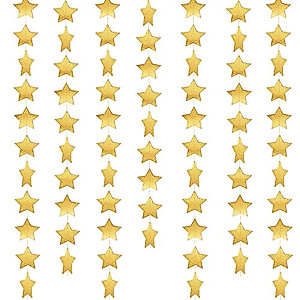 Whaline Star Paper Garland Gold Bunting Banner Hanging Decoration for Wedding Holiday Party Birthday, 660 Inches