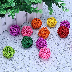 POPETPOP 10Pcs Willow Branch Ball Rattan Balls Bird Parrot Chew Toys Bird Cage Hanging Ornament for Small Animals (Random Color)