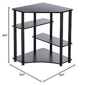 Furinno Turn-N-Tube Space Saving, Corner Desk, Espresso/Black & Turn-N-Tube Accent Decorative Shelf, Espresso/Black