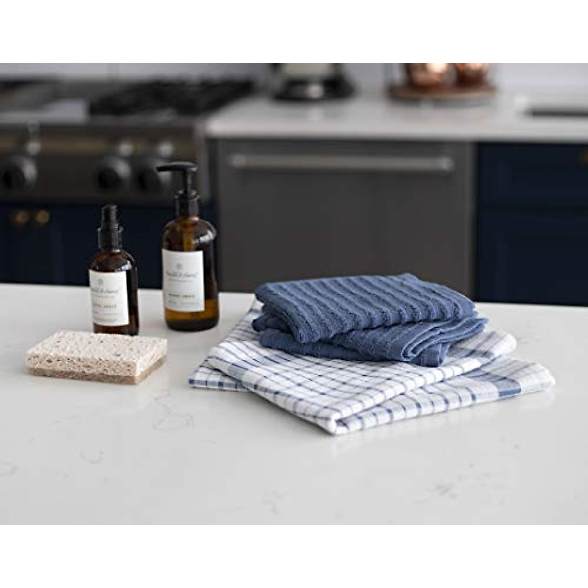 Ritz Royale Collection 100% Combed Terry Cotton, Highly Absorbent, Kitchen Dish Cloth Set, 13-3/4" x 12", 3-Pack, Solid, Federal Blue