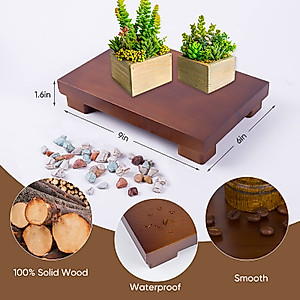 Wood Pedestal Soap Stand,Bathroom Tray,Farmhouse Wood Riser,Soap Tray Holder for Kitchen,Soap Dish Counter Decor for Plant Bottles Candles Display-Brown