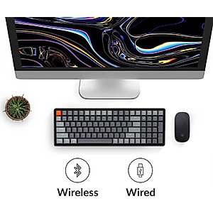 Keychron K4 Wireless Bluetooth/USB Wired Gaming Mechanical Keyboard, Compact 100 Keys 96% Layout RGB LED Backlit Gateron G Pro Red Switch N-Key Rollover, Aluminum Frame for Mac Windows, Version 2