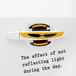 Aiydachy 8pcs Universal 3D Carbon Fiber Car Door Handle Paint Scratch Protector Sticker Auto Door Handle Scratch Cover Guard Protective Film Car Outdoor Safety Reflective Strips (Yellow)