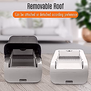 PETH Self Cleaning Cat Litter Box APP Version - No Scooping Automatic Cat Litter Box with a Removable Roof (Grey)