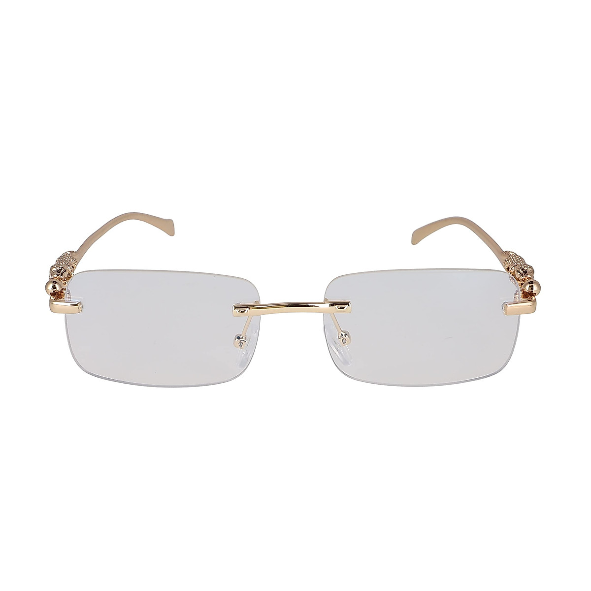 FLAWLESS EYEWEAR Rimless Oversized Sunglasses for Women Men Rectangular Frameless Fashion Shades (Clear)