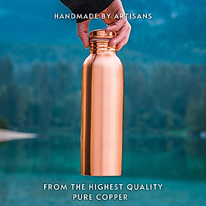 Kosdeg Copper Water Bottle 34oz / 1 Litre - A Handcrafted Leak Proof Ayurvedic Pure Copper Vessel For Drinking- Drink More Water, Lower Your Sugar Intake and Enjoy The Health Benefits Immediately