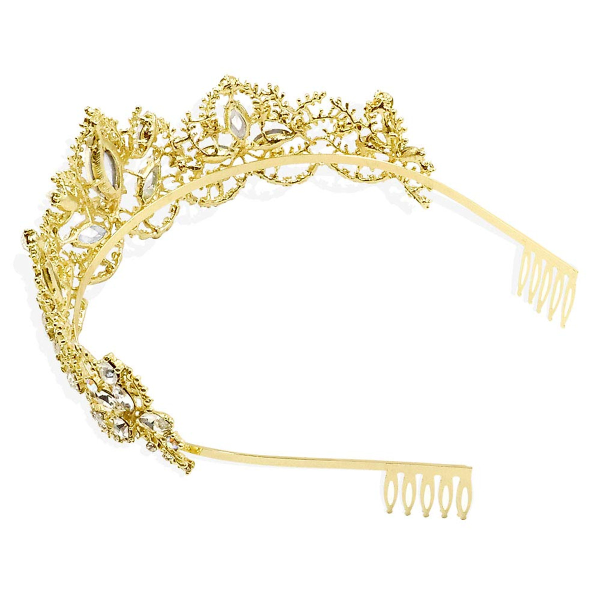 NODG Gold Tiaras Crowns for Women Girls Tiara with Comb Baroque Crystal Crowns for Bridal Queen Princess Girls at Wedding Birthday Pageant Party