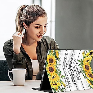 Case for iPad Pro 11 Inch 4th/3rd/2nd/1st Generation 2022/2021/2020/2018, Fit Also iPad Air 4/5 th 10.9 inch Adjustable Stand Auto Sleep/Wake, Philippians 4:13 Quotes Bible Scripture Sunflowers