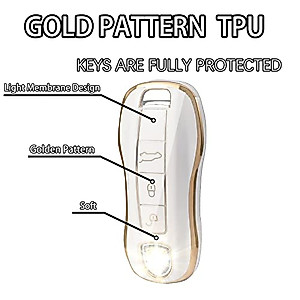 WORCAS Smart Key Fob Case Protective Cover Compatible with Porsche 911 Cayenne Panamera TAYCAN 3 Button Keyless Entry Remote Control Accessories (Red)