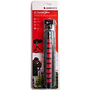 AGFA 12-Inch, Flexible Tripod with Foam Grips - Red APTP12R