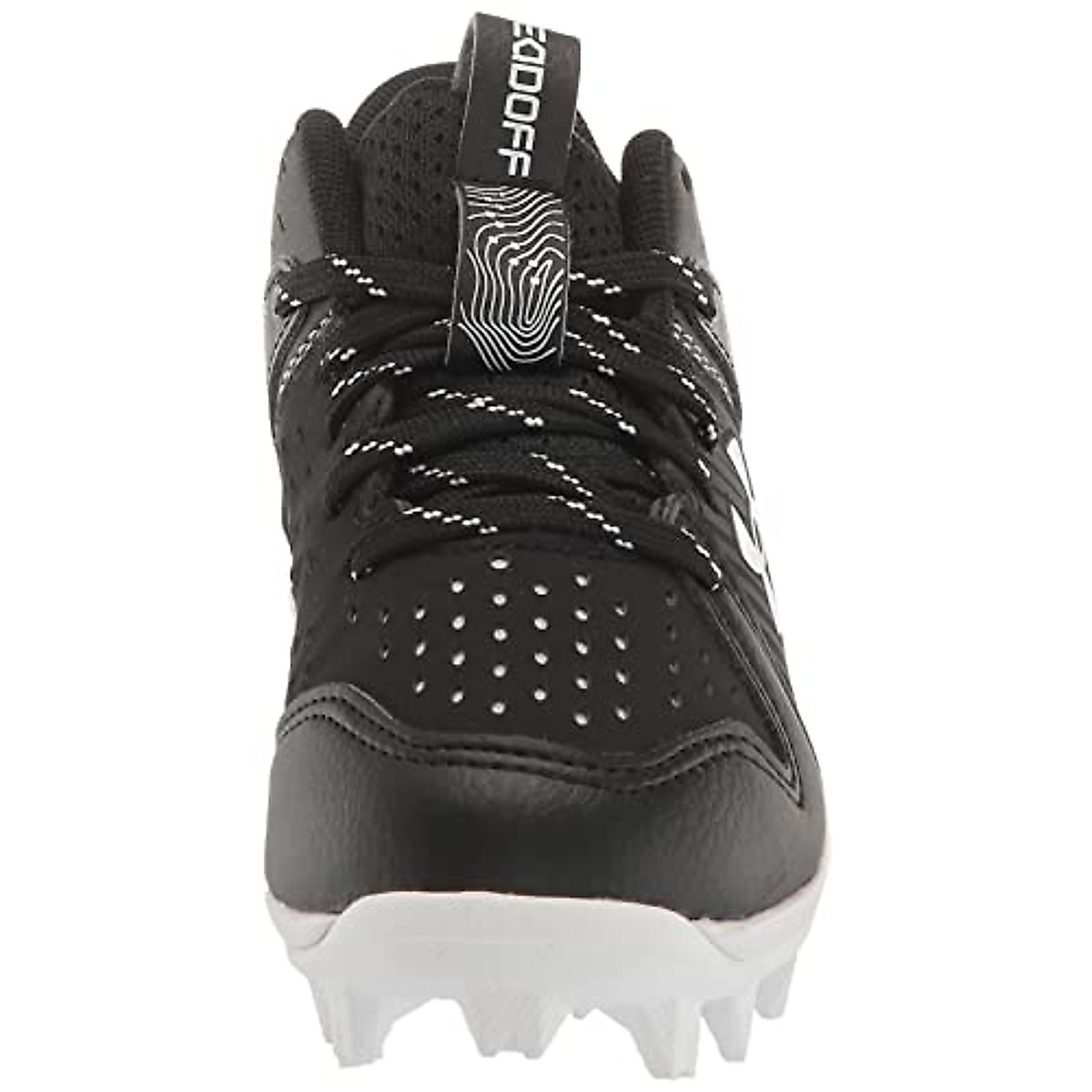 Under Armour Baby Boys Leadoff Mid Junior Rubber Molded Cleat Baseball Shoe, (001) Black/Black/White, 13 Little Kid US