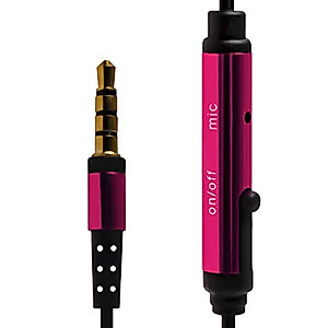 Bastex Universal Earphone/Ear Buds 3.5mm Stereo Headphones in-Ear Tangle Free Cable with Built-in Microphone Earbuds for iPhone iPod iPad Samsung Android Mp3 Mp4 and More-Hot Pink/Black