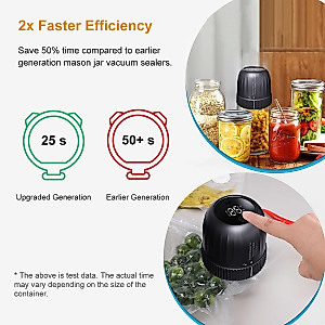 Electric Mason Jar Vacuum Sealer, Upgraded Automatic Vacuum Sealer Kit for Wide and Regular Mouth Mason Jar Canning, Handheld Vacuum Bag Sealer for Food Storage