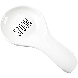 VILIGHT Ceramic Spoon Holder for Stove Top - Farmhouse Kitchen Accessories Decor - Spoon Rest for Kitchen Counter - Gifts for Cooking Lovers - White Ladle Holder