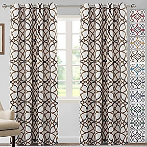 H.VERSAILTEX Blackout Curtains Printed Design 84 Inch Length 2 Panels Set Thermal Insulated Curtains for Bedroom Living Room Geometric Modern Grommet Window Drapes - Taupe and Brown