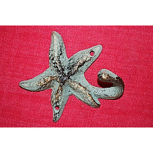 Southern Metal Vintage Style Starfish Wall Hooks | Coat Hooks | 3-D Cast Iron, Pack of 2 N-24