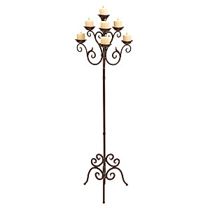 Deco 79 Metal Tall Candelabra with Scroll Designs, 19" x 19" x 61", Brown
