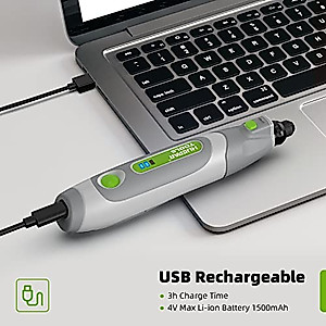 Huepar Tools Mini Cordless Rotary Tool with LED Light, 3-Speed Power Rotary Tool 5000-18000RPM with 98Pcs Accessories, 4V Rotary Tool for Sanding, Polishing, Drilling, Cleaning, DIY Crafts-RT4 PRO