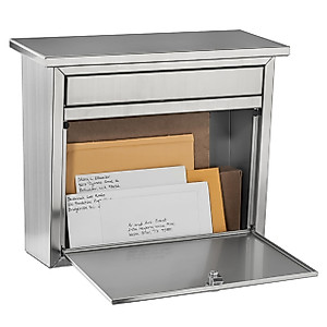 Architectural Mailboxes Maya Stainless Steel, Locking, Wall Mount Mailbox, 2417PS-10, Stainless Steel, Medium Capacity