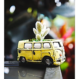 Ascrafter Cute Succulent Plants Pots, Small Planter Pots with Drainage Hole, Flower Pots for Home Indoor Outdoor Garden Decoration (Yellow Bus)