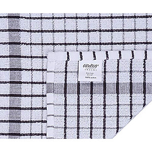 AMOUR INFINI Grid Terry Dish Cloth | Set of 8 | 12 x 12 Inches | Low Lint, Super Soft and Absorbent |100% Cotton Dish Rags | Perfect for Household and Commercial Uses | Charcoal