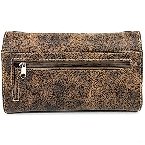 Zelris Western Silver Rhinestone Cross Women Conceal Carry Handbag Wallet Set (Turquoise)