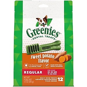 Greenies Regular Natural Dog Dental Treats, Sweet Potato Flavor, 12 oz. Pack (12 Treats)