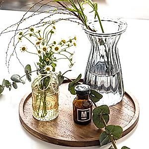 11.5 Inches Candle Holder Tray Home Decor, Round Wood Tray for Coffee Table, Small Wooden Serving Tray, Decorative Trays for Home Decor