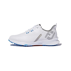FootJoy Men's FJ Fuel Golf Shoe, White/White/Blue Jay, 12