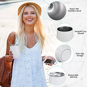 Yaomiao 6 Pieces Sublimation Tumblers 12 oz Sublimation Wine Tumblers Double Wall Vacuum Sublimation Cups Stainless Steel Sublimation Wine Glass with Heat Tape Gloves Shrink Wrap Paper Rubber Base