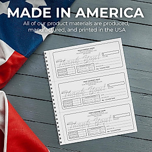Custom 8.5" x 7" (3 Per Page) Carbonless NCR Books in 2-Part Duplicate Invoices, Receipts, Work Orders, Sales Orders, Purchase Orders, Estimates, Quote Forms with Your Company/Business Name (300 Sets)