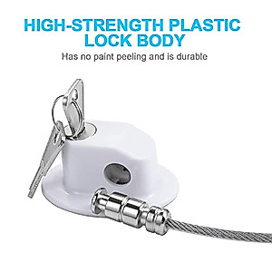 2 Pcs Fridge Lock, Refrigerator Lock for Children, Mini Fridge Locks for Kids, Freezer Lock, Used in Refrigerator Door, Cabinets, Drawers, Toilet Seat (White, 2.1inch x 1.5inch)