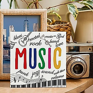 Blue Punk Love Wooden Box Sign - Perfect Music Teacher Gifts for Women & Men, Birthday, Christmas, Back to School, Thank You & Retirement