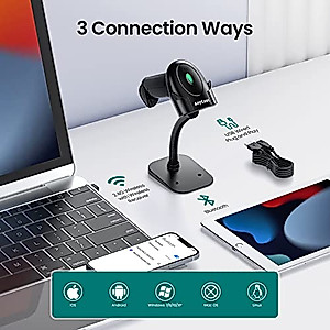Barcode Scanner Bluetooth and Wireless with Stand, Anyeast USB Wired Inventory 2D 1D QR Code Scanners for Computer Laptop POS iPone, Screen Scanning Bar Code Reader for Supermarket Warehouse Library