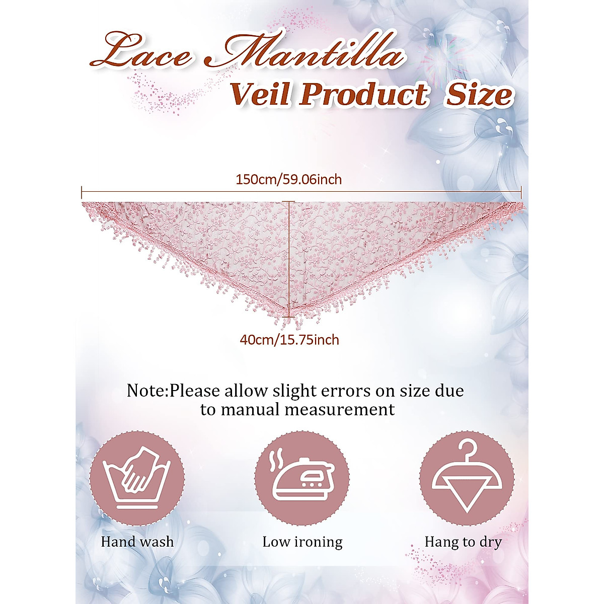 Zhanmai 6 Pcs Veils for Church Catholic Mass Veils for Women Catholic Lace Triangle Lace Mantilla Floral Tulle Scarf Covering (Novel Color)