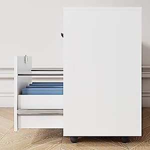 WAHEY File Cabinet, 2 Drawer Mobile Lateral Filing Cabinet with Open Storage Shelf, OLFC002