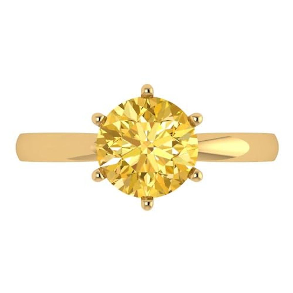 Clara Pucci 2.0 ct Round Cut Solitaire Natural Yellow Citrine gemstone Bridal Designer Anniversary Engagement Ring in 14k yellow Gold