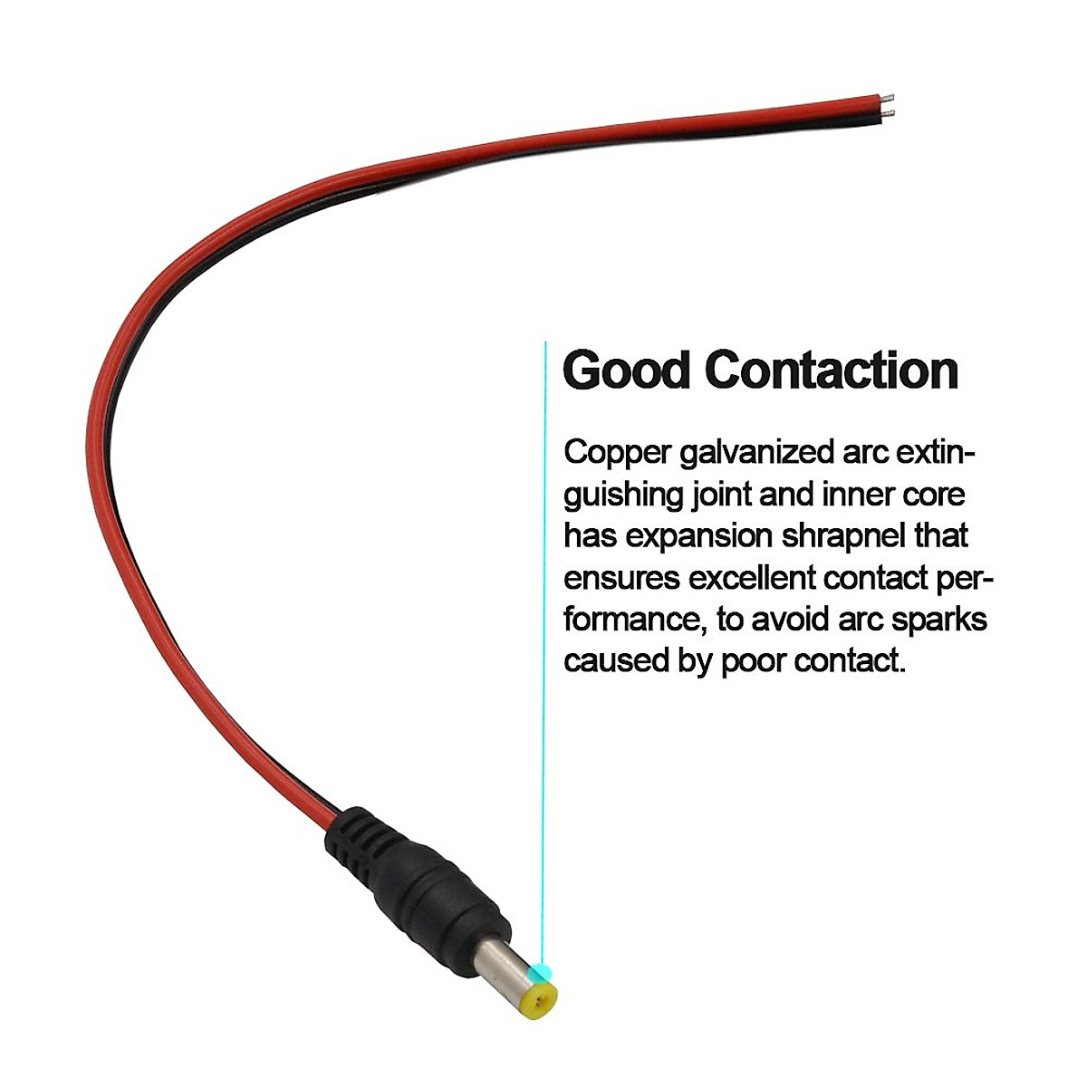 MILAPEAK (Real 18AWG 43x2pcs Wires) 20pcs Male DC Power Pigtail Cable, 12V 5A DC Connectors for CCTV Security Camera and Lighting Power Adapter (2.1mm x 5.5mm, Ultra Thick)