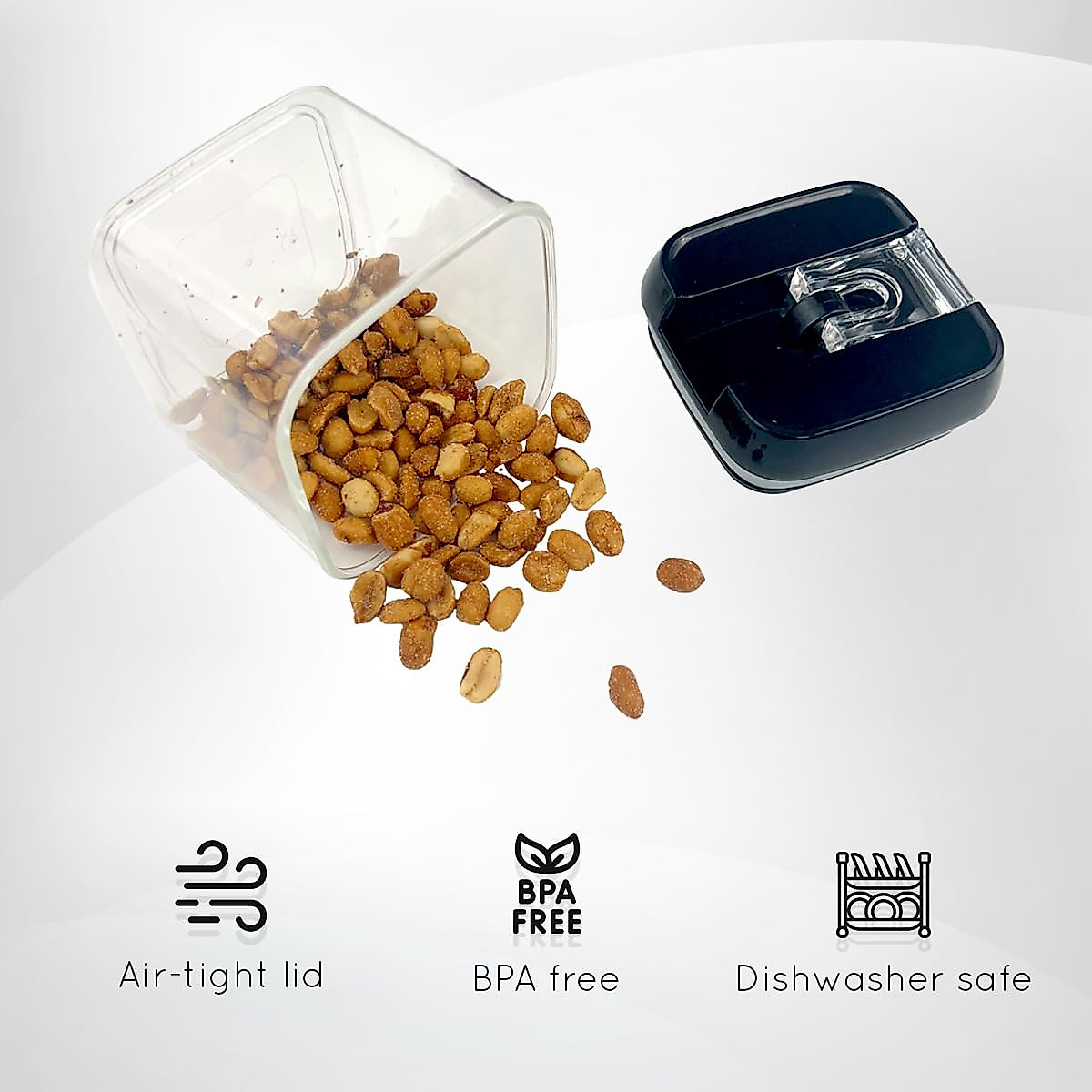 Ceybo Air-tight Stackable Food Storage Container Set, Leak Proof, Dishwasher Safe and BPA Free - White (7 Pcs)