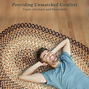 Rhody Rug Easy Living EL33 Taupetone 2' x 4' Oval Runner - Braided Area Rug, Home Decor, Floor Mat or Bedroom Rug - Easy Care, Ideal for High Traffic Areas in Hallway and Living Room - Made in USA